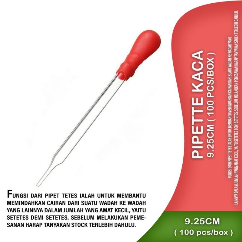 Pipette Kaca 9.25cm Alat Laboratorium | Syaf Unica Indonesia