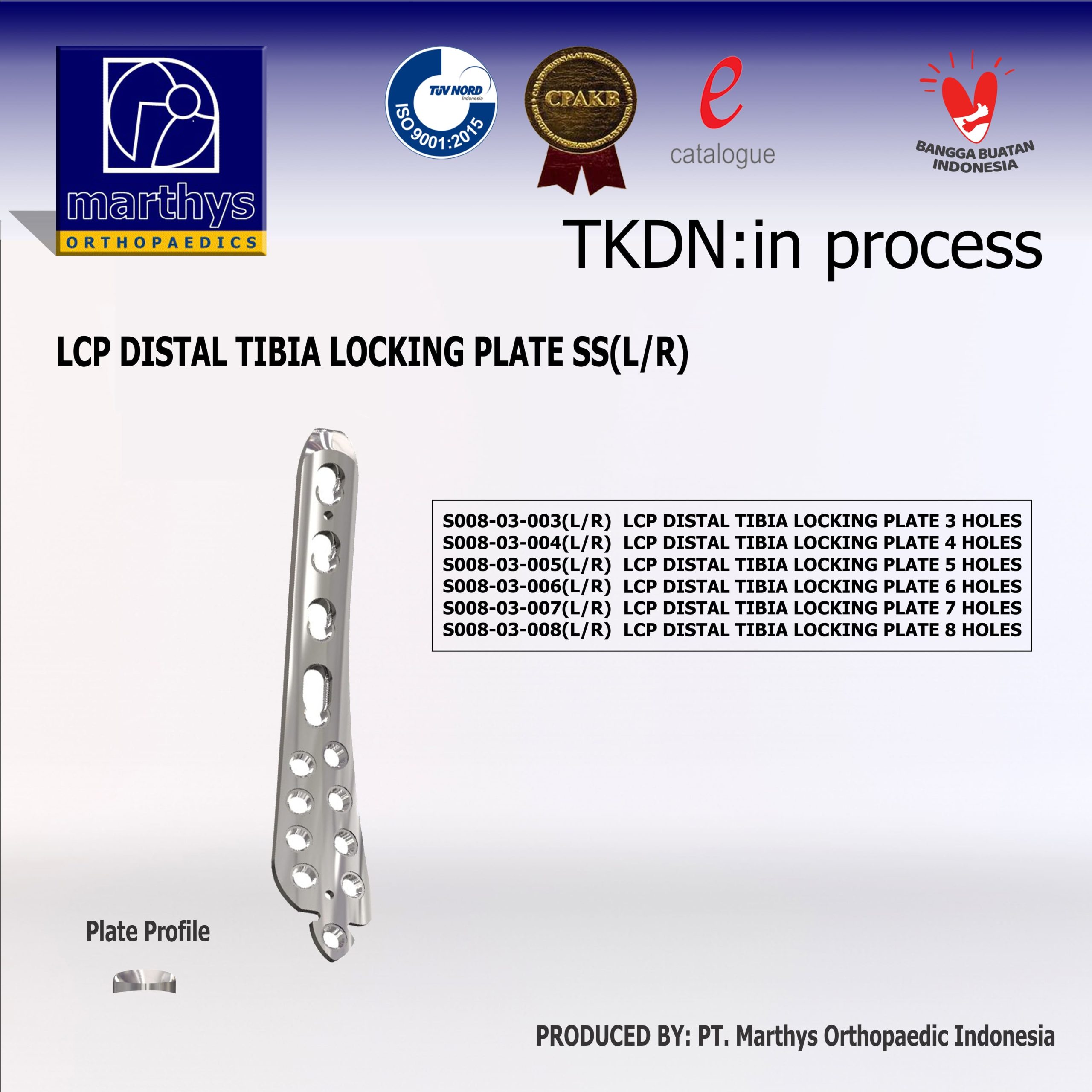 Bone Plate - LCP DISTAL TIBIA LOCKING PLATE - 3, 4, 5, 6, 7, 8 Holes ...