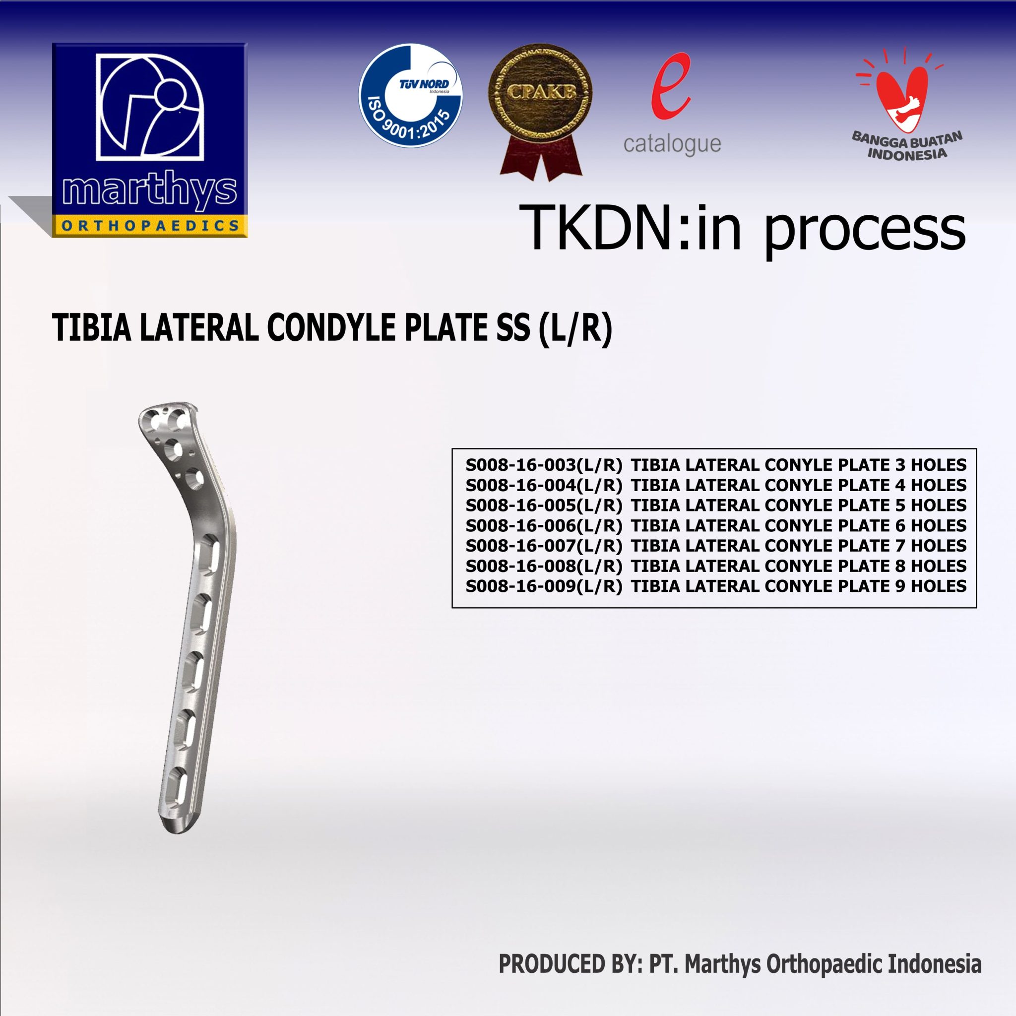 Bone Plate - TIBIA LATERAL CONDYLE PLATE - 3, 4, 5, 6, 7, 8, 9, 10, 11 ...